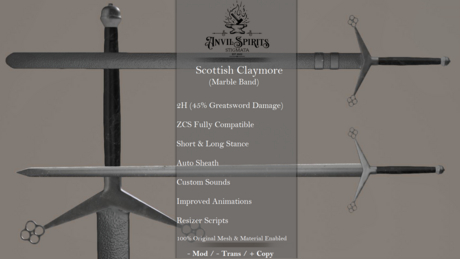 Second Life Marketplace - [S] :A&S: - Scottish Claymore (Marbled ...